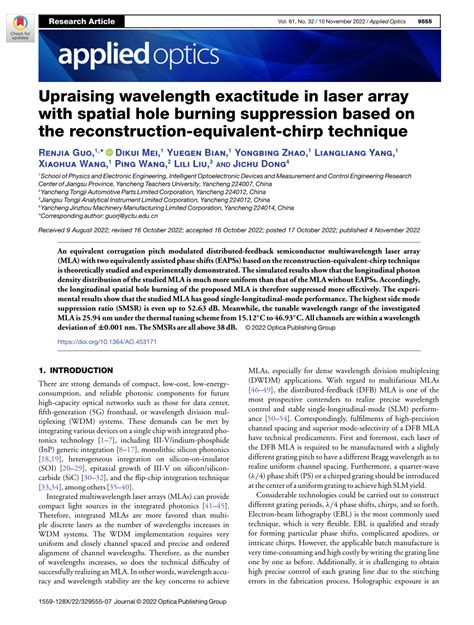 upraising wavelength exactitude in laser array with spatial hole