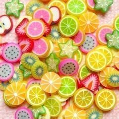Colorful Fruit Polymer Clay Cane Slices Miniature Fimo Sweets For