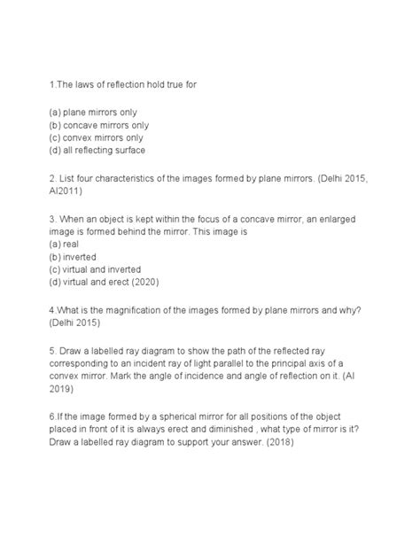 Light Class 10 Pdf Mirror Electromagnetic Radiation