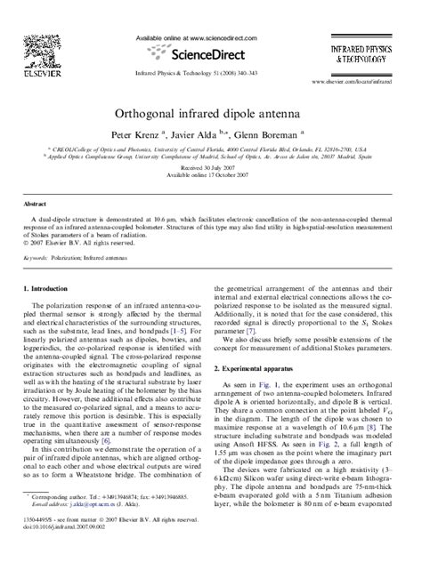 Pdf Orthogonal Infrared Dipole Antenna