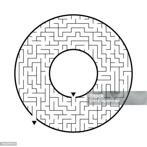 추상 라운드 미로 아이들을위한 게임 아이들을위한 퍼즐 입구 1개 출구 1개 미로 수수께끼 흰색 배경에 격리된 플랫 벡터 그림입니다 이미지에 대한 장소와 함께 개념에 대한