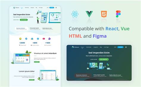 Yuefo React Vue Html Figma It Saas App Landing Page Template
