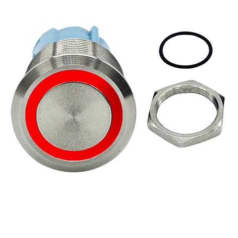 Round Switch Push Button Stainless Steel ON OFF Mm LED Ring Red Alna Commodities Pty Ltd