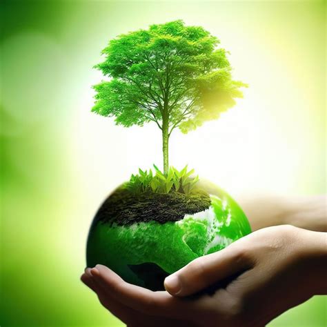 Premium AI Image A Person Holding A Green Globe With A Tree Growing Out Of It