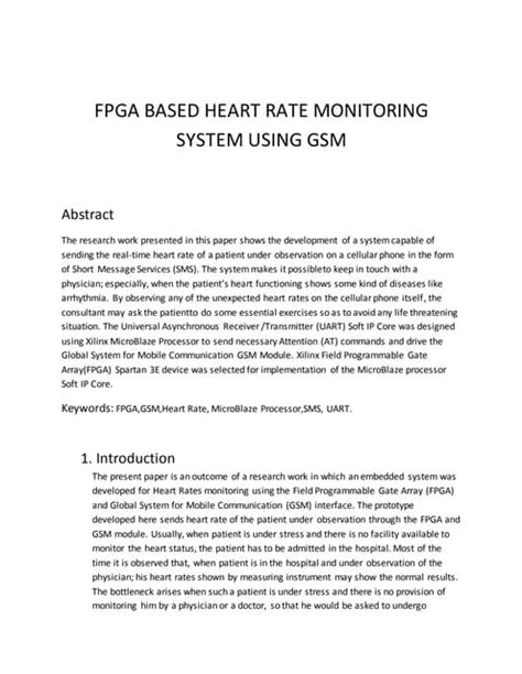 Ecg Based Heart Rate Monitoring System Implementation Using Fpga For