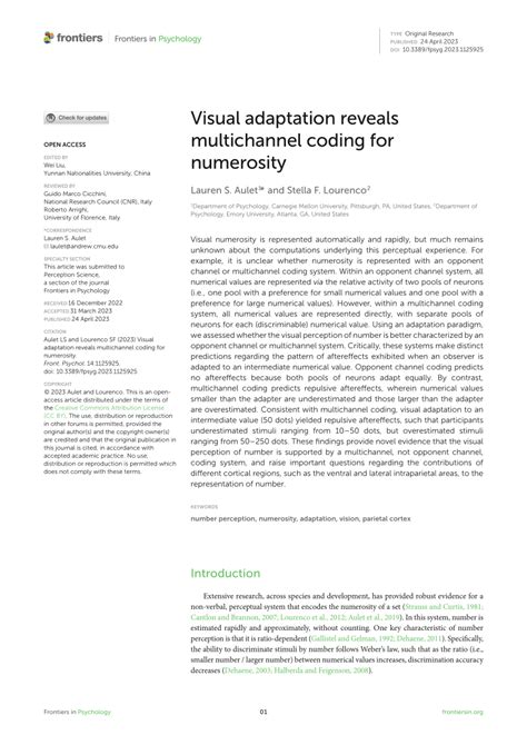 PDF Visual Adaptation Reveals Multichannel Coding For Numerosity