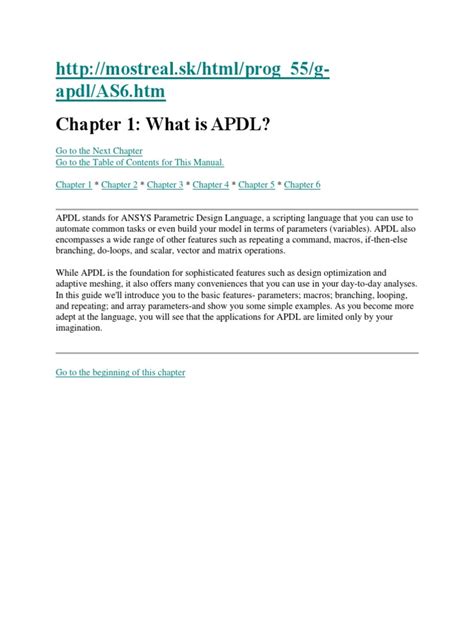Chapter 1 What Is Apdl Pdf Parameter Computer Programming Matrix Mathematics