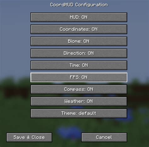 Coordinates Hud Minecraft Mod