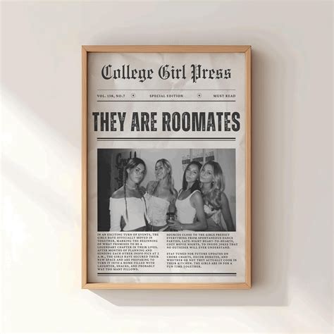 Personalised College Tabloid Newspaper Poster Dorm Decor For Girls