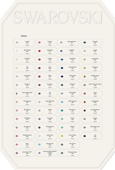 Crystal Color Chart PDF Guides Resources For Jewelry Design