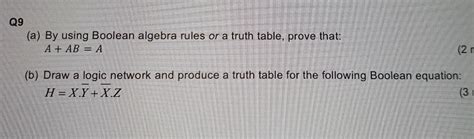Solved Q9 (a) By using Boolean algebra rules or a truth | Chegg.com