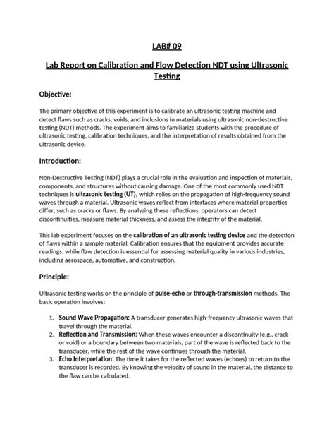 Calibration And Flow Detection Ndt Using Ultrasonic Testing Pdf