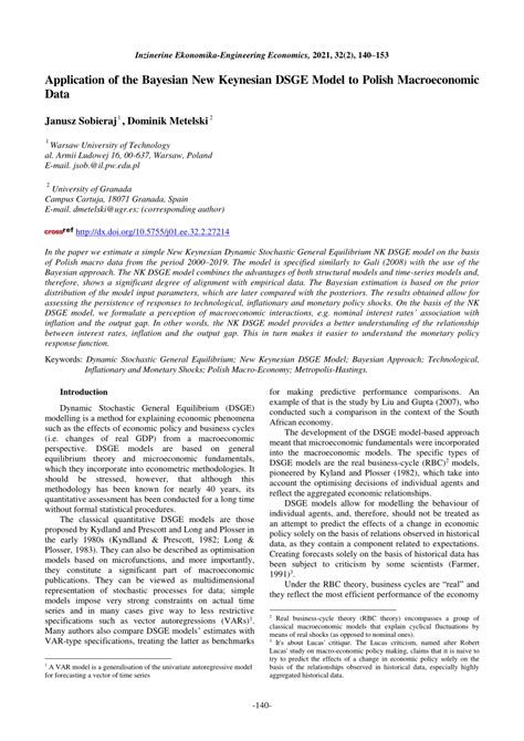Pdf Application Of The Bayesian New Keynesian Dsge Model To Polish
