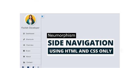 neumorphism sidebar menu using html and css dev community