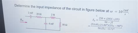 Solved Determine The Input Impedance Of The Circuit In Chegg