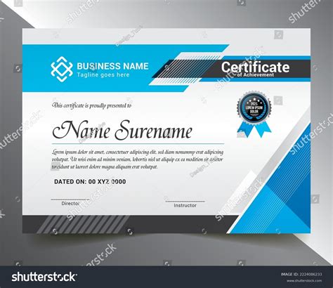 Certificate Template Blue Black Design Element Stock Vector Royalty