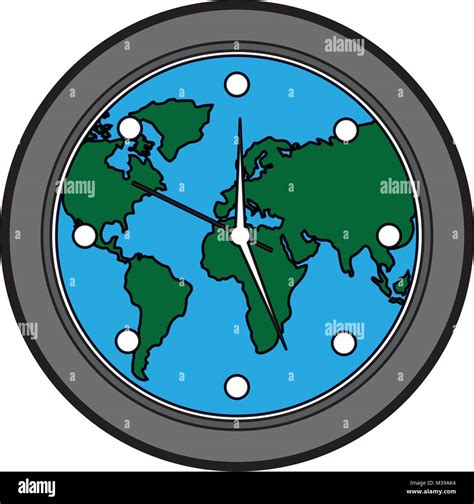 Round Clock On World Map Stock Vector Image And Art Alamy