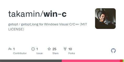 Github Takaminwin C Getopt Getoptlong For Windows Visual Cc Mit License