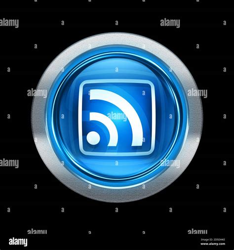 WIFI Icon Blue With Metallic Edging Isolated On Black Background Stock Photo Alamy