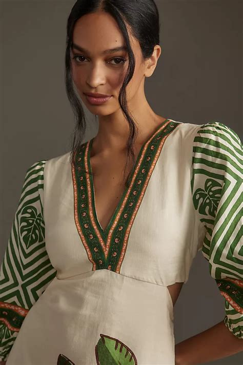 Farm Rio X Anthropologie Palm V Neck Midi Dress Anthropologie