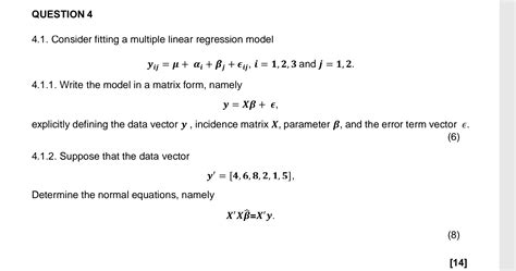 Solved Question 441 ﻿consider Fitting A Multiple Linear