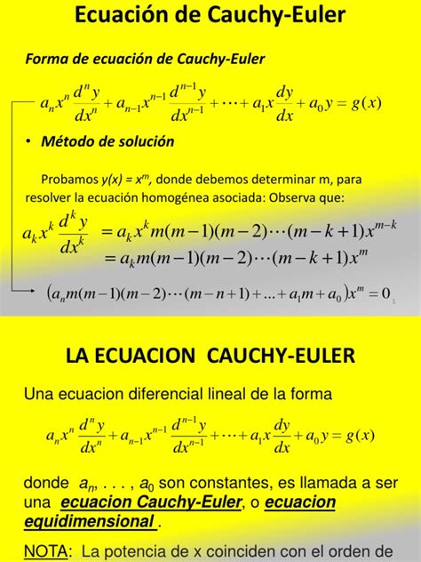 Ecuación Diferencial De Cauchy Euler Pdf Ecuaciones Análisis