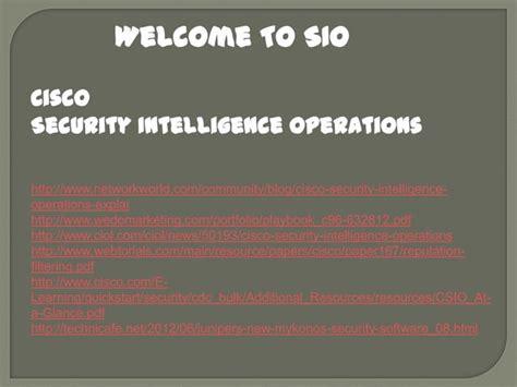 Cisco Security Intelligence Operations Sio Ppt