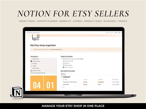 notion template for etsy sellers etsy seller digital planner planner