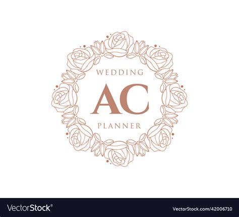 Ac Initials Letter Wedding Monogram Logos Vector Image