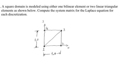 solved a square domain is modeled using either one bilinear