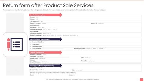 Return Form After Product Sale Services Summary Pdf