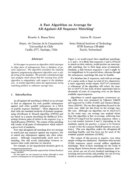 Pdf A Fast Algorithm On Average For All Against All Sequence Matching
