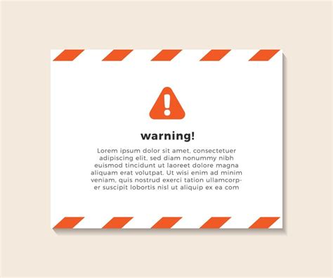 Premium Vector Template Of Warning Pop Up Notification Isolated On A
