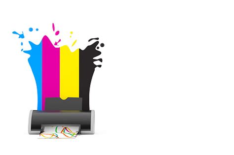 디지털 잉크젯 프린터 뒤에 Cmyk 색상입니다 3d 렌더링 필기용 잉크에 대한 스톡 사진 및 기타 이미지 필기용 잉크 0명