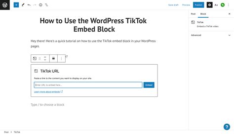 How To Use The WordPress TikTok Embed Block