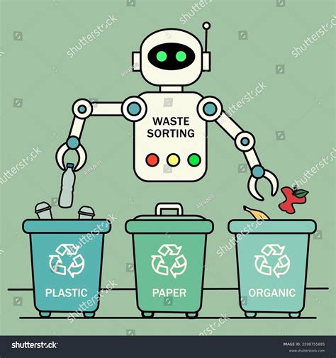 Eco Friendly Waste Sorting Robot Recycling Concept Stock Vector