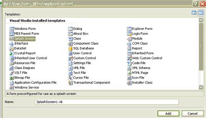 Add A Splash Form To A Windows Application