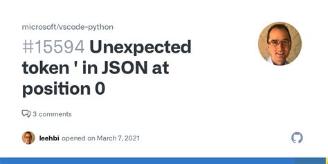 Unexpected Token In JSON At Position Issue Microsoft Vscode Python GitHub