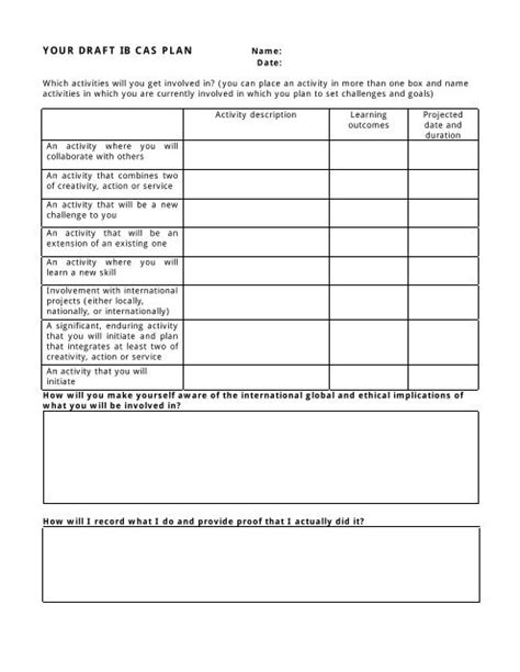 Your Draft Ib Cas Plan
