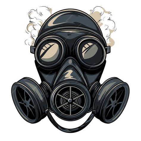 Vector Cartoon Gas Mask Isolated White Background Premium Ai