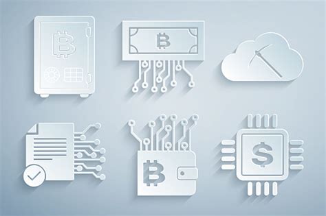 Set Cryptocurrency Wallet Cloud Mining Smart Contract Processor Chip With Dollar Bitcoin Circuit