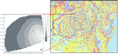 A Geocoded Descending Interferogram Referring To The Image Pair 15 Download Scientific