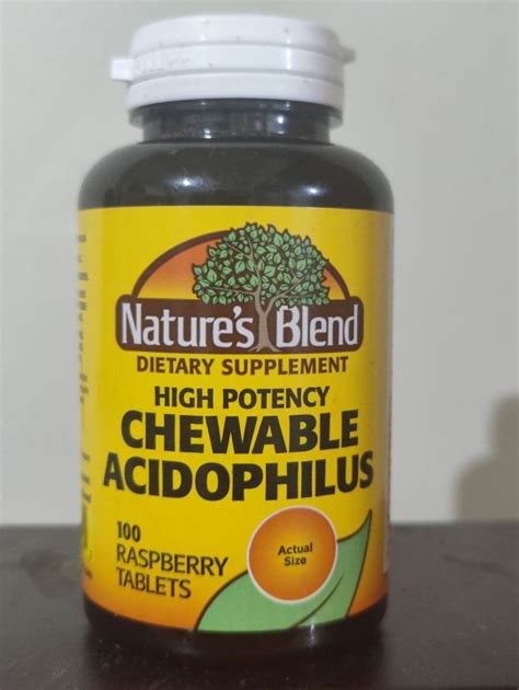 Natures Blend High Potency Chewable Acidophilus 100 Raspberry Tablet Lactobacillus Digestive