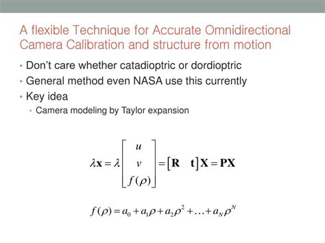 Ppt Camera Calibration And Omnidirectional Camera Calibration