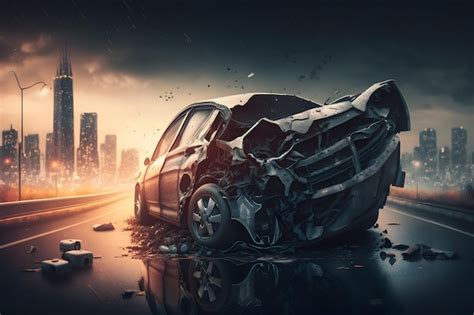 premium ai image car accident concept with car collision on city