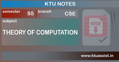 KTU S CSE THEORY OF COMPUTATION NOTES KTU ASSIST