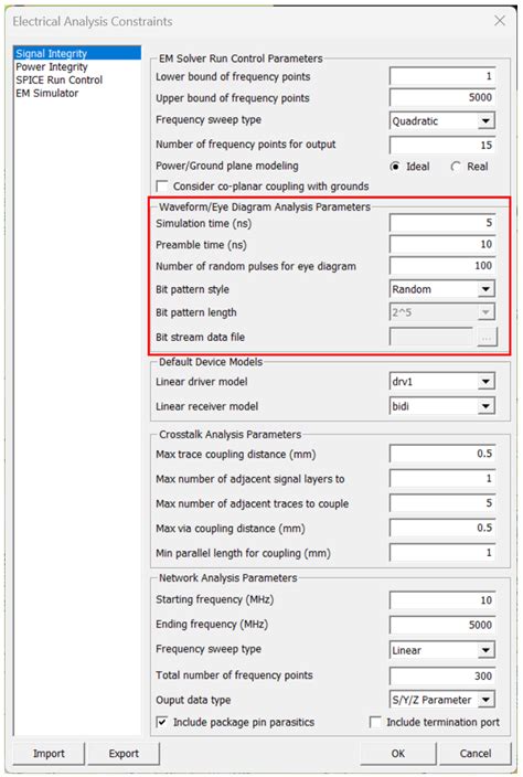 Waveform Eye Diagram Analysis Parameters