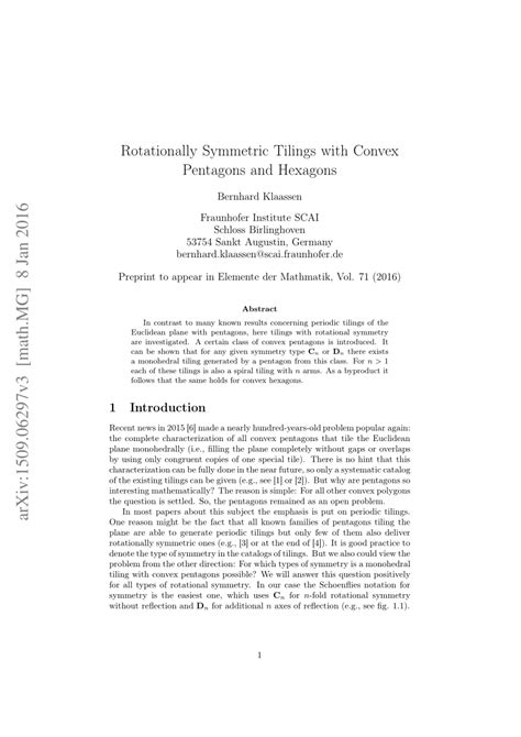 Pdf Rotationally Symmetric Tilings With Convex Pentagons And Hexagons