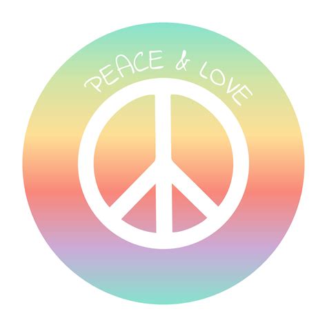 Background In Hippie Style With Rainbow Gradient And Peace Sign