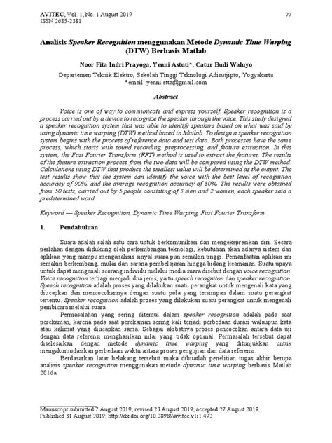 Analisis Speaker Recognition Menggunakan 50bd7685 Pdf